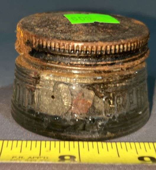 Glass Embossed Boot Polish Jar with Button Assortment - Metzger ...