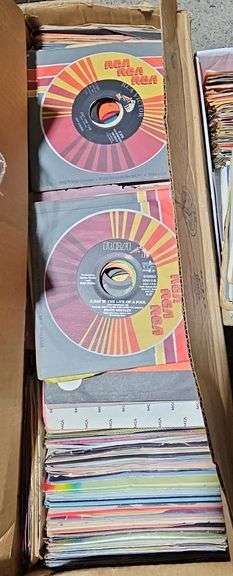 50+ 45 RPM Classic Country Vinyl Records Including Leroy Van Dyke, Slim ...