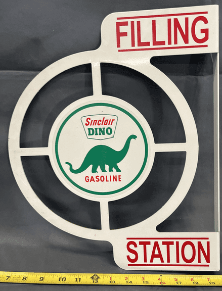 Sinclair Dino Steel Cutout Flange Filling Station Double Sided Sign ...