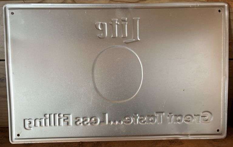 Miller Lite "Great Taste... Less Filling" Metal Sign 16x10 - Metzger ...