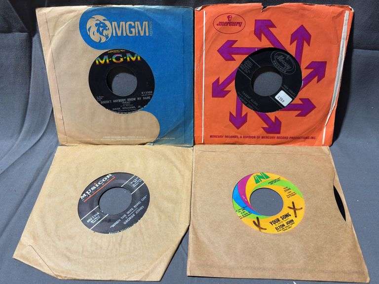 50+ 45 RPM Vinyl Records - Frankie Laine, Charlie Walker, Elton John ...