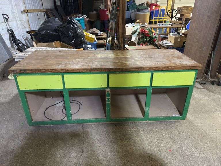 Wood Painted Countertop Section Cabinet 73" x 26" x 32" (missing ...