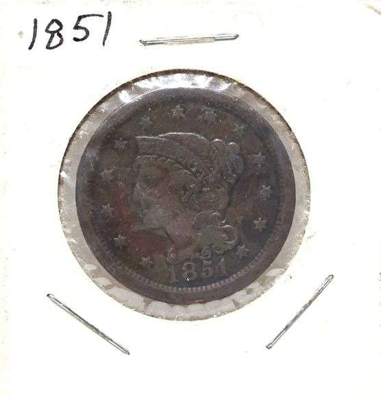 1851 Braided Hair Large One Cent Coin - Metzger Property Services, LLC