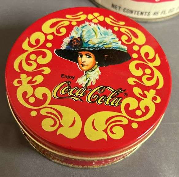 Fountain Syrup (full), Watkins Cocoa Tin (empty) and Coca-Cola Tin with ...