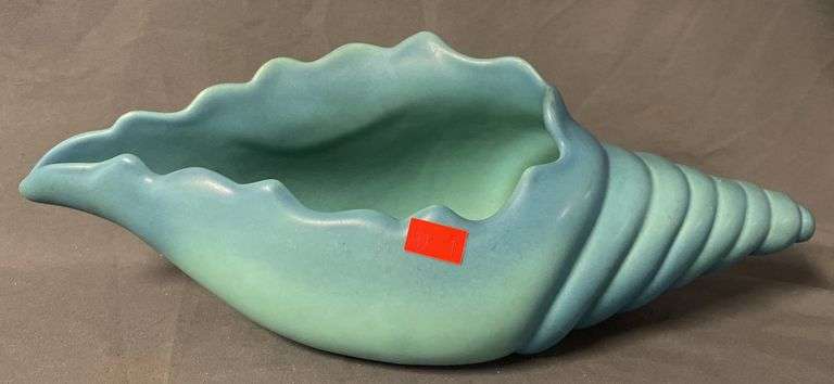 Van Briggle Blue Ceramic Conch Shell Planter 12" - Metzger Property ...
