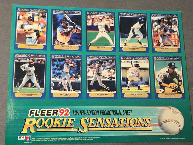 Fleer 1992 Rookie Sensations Limited-Edition Promotional Sheet, (2 ...