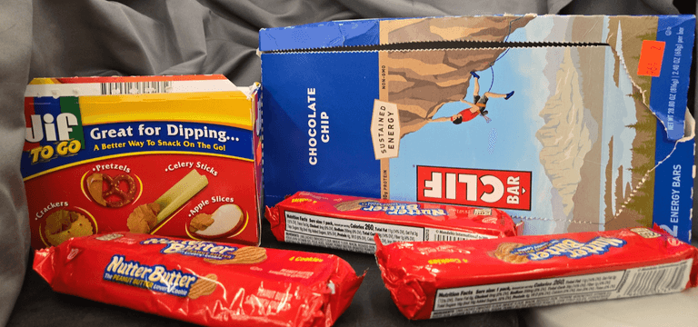 (12) Chocolate Chip Clif Bars, (3) Nutter Butter Packs, (5) Jif To Go ...