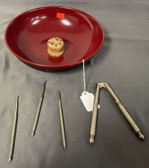 Metal Walnut Bowl w/ Nutcrackers 8.5 Metal Walnut Bowl w/ Nutcrackers 8.5