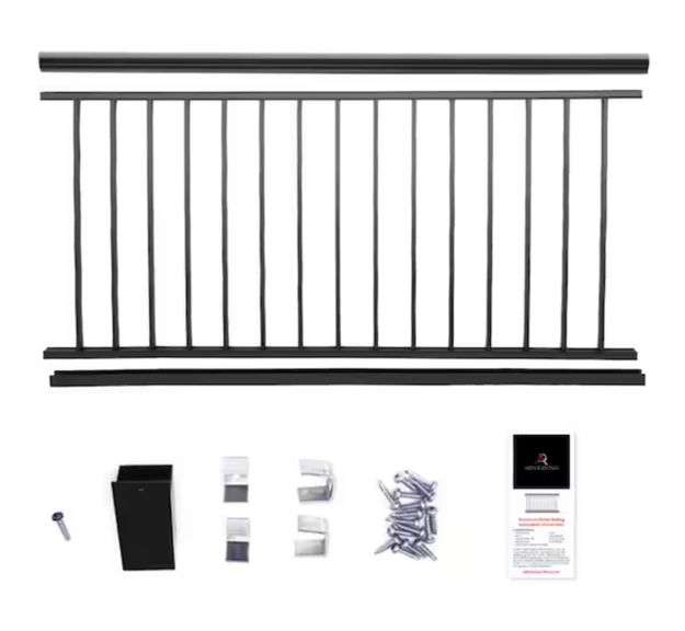 Aria Railing 36 in. x 69.43 in. Black Powder Coated Aluminum ...