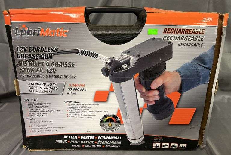 LubriMatic 12v Cordless grease gun in case - Metzger Property Services, LLC