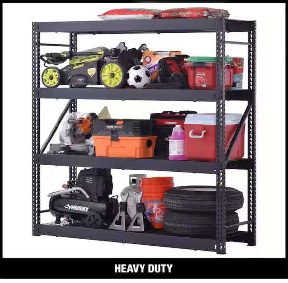 Husky 4-Tier Industrial Duty Steel Freestanding Garage Storage Shelving ...