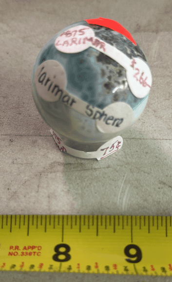 Larimar sphere on stand - Metzger Property Services, LLC