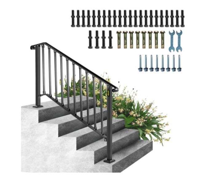 VEVOR Handrails for Outdoor Steps, Fit 4 or 5 Steps Outdoor Stair ...