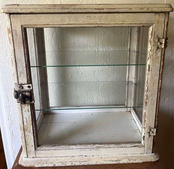 Glass-Front Display Case with Shelves and Metal Latch 14x9x15 ...
