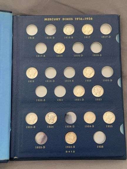 Mercury Dime Book w/ 13 Dimes - Metzger Property Services, LLC