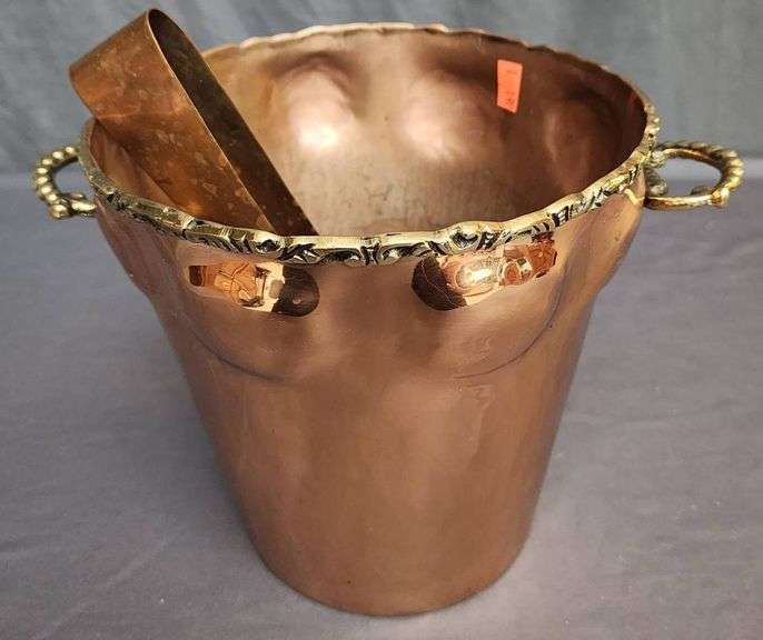 Copper Ice Bucket with Brass Handles and Tongs, 7.5″ Height - Metzger ...