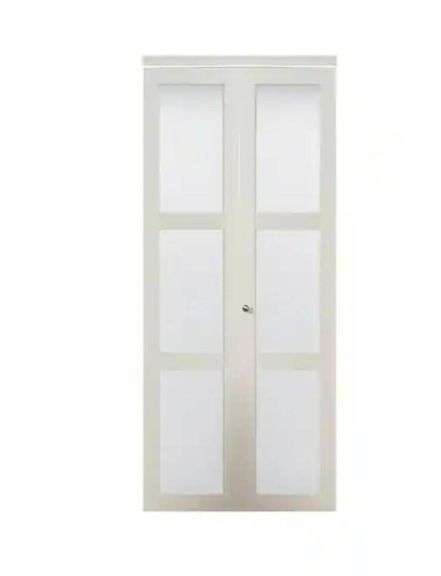 TRUporte 30 in. x 80.50 in. 3080 Series 3-Lite Tempered Frosted Glass ...