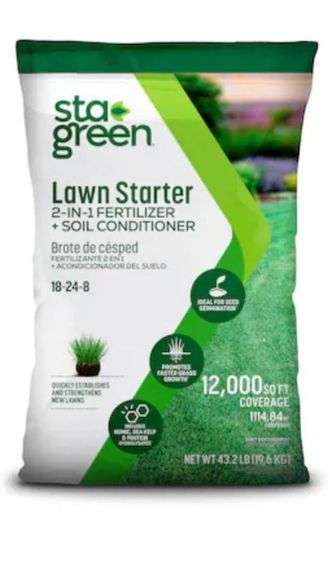 Sta-Green Lawn Starter Fertilizer Plus Soil Conditioner, 43.2-lb, 18-24 ...