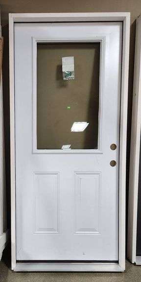 Primed Pre- hung left inswing entry door 35″ x 80″ minor scuffing ...