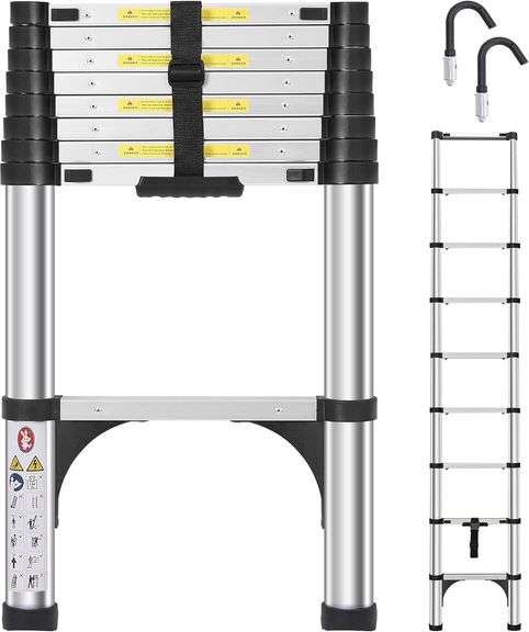 DEZEX - Telescoping Ladders 8.5 FT Aluminum Ladder - One-Button ...