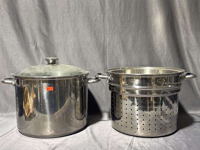 Stainless Steel Stock Pot with Lid and Perforated Steamer Insert, 11 ...