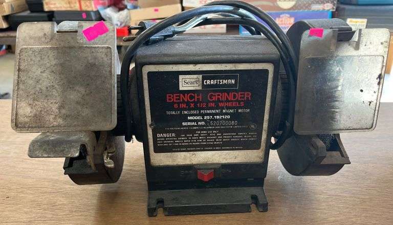 Sears Craftsman Bench Grinder with 6 in. x 1/2 in. Wheels, Model 257. ...