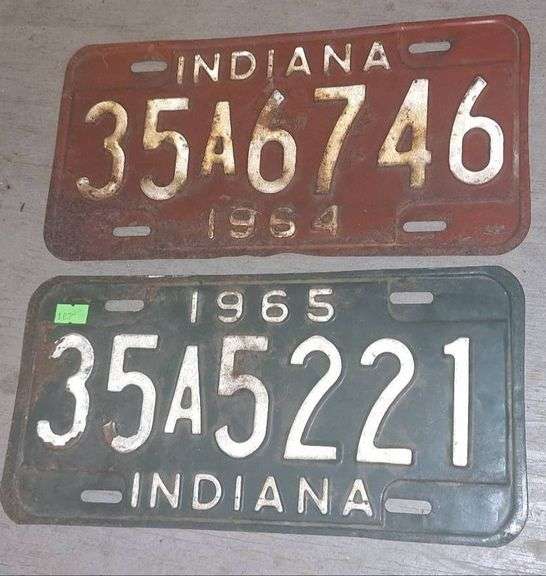 1965 and 1954 Indiana License Plates with Serial Numbers - Metzger ...