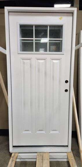 Primed Pre- hung left inswing entry door 35″ x 80″ minor damage to ...