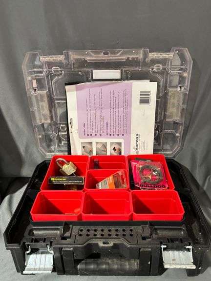 Craftsman Organizer Tool Box With Hinged Lid & Removable Red Bins with ...
