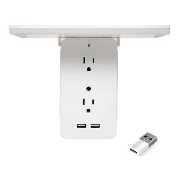 - 6-Outlet Cordless Wall Extender with 2-USB Ports and 1-USBC Adapter ...
