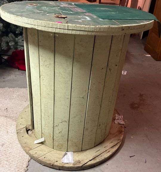 Reclaimed Cable Spool Table with Painted Green Top, 32×33 - Metzger ...