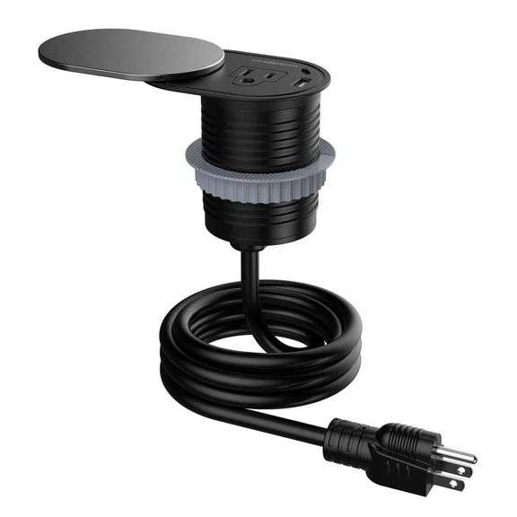 LINK2HOME - 1-Power-Outlet Space Saver Grommet Socket USB A/C Port 3.1 ...