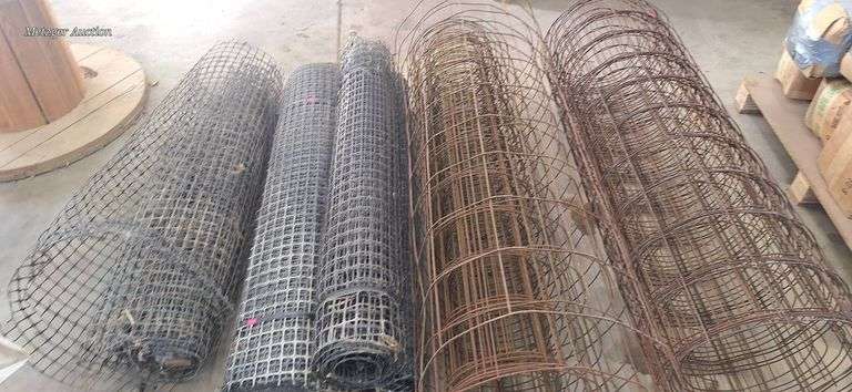 Various Partial Rolls of Plastic and Metal Wire Fencing, Cement ...