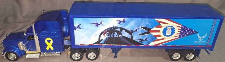 Plastic 21in Blue Tractor-Trailer Toy with Military Design - Metzger ...