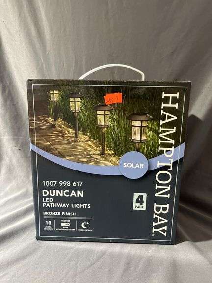 Hampton Bay Duncan LED Pathway Lights, Bronze Finish, Solar, Pack of 4 ...