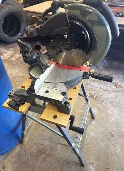 Sears Miter Saw with Motor on Metal Work Bench - Metzger Property ...