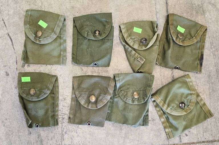 8 Green Canvas 5″ x 4″ Ammo Pouches with Belt Attachments - Metzger ...