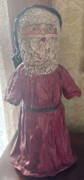 14”x7” Paper Mache Figure With Red Robe and Black Head Covering ...