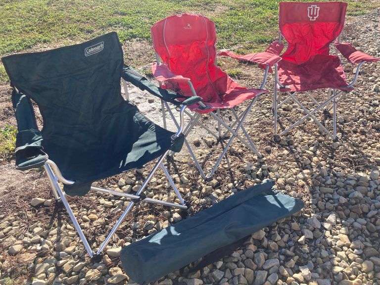 3 Folding Camping Chairs with Nylon Cases and Metal Frames Inc. One IU ...