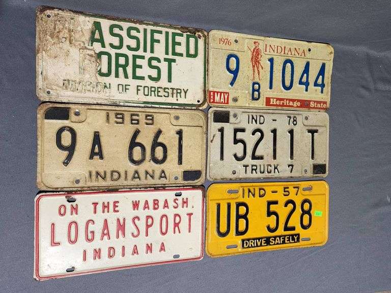 6 Indiana License Plates From Various Years and Uses - Metzger Property ...
