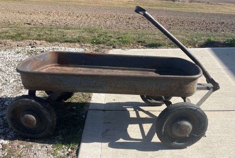 Metal Pull Wagon with Steel Handle and Rubber Wheels - Metzger Property ...