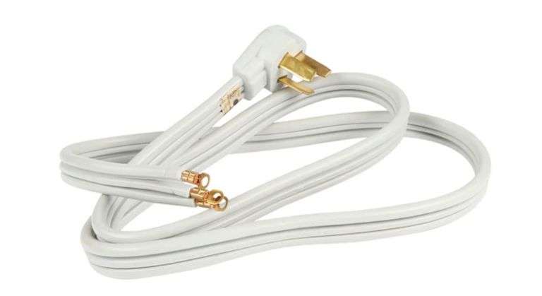 Gray Appliance Power Cord with 90-Degree Plug and Ring Terminals ...