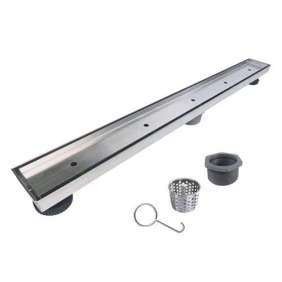 MASTER FLOW - 28 in. Stainless Steel Linear Shower Drain with Tile ...