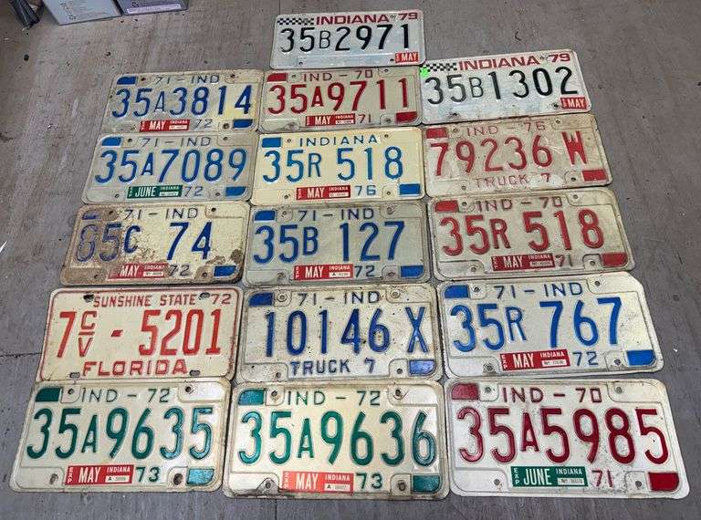 Indiana License Plates from 1970s Inc. One Florida Plate - Metzger ...