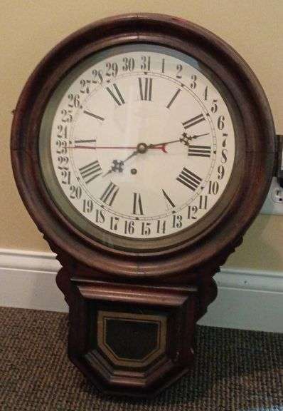 Wall Clock With Roman Numerals and Octagonal Lower Frame, 23.5×16.5 ...