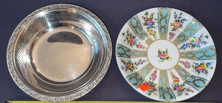 Reed & Barton Silver Plated Serving Dish and Hand-Painted French ...