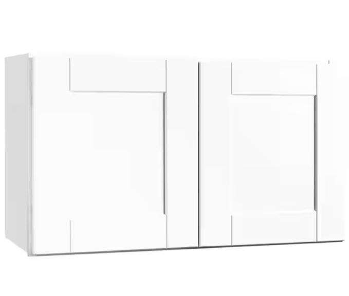 Hampton Bay Shaker 30-In. White Wall Bridge Cabinet with Dual Doors ...