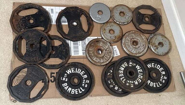 Cast Iron Weight Plates, 2.5 Lbs to 5 Lbs, Various Brands inc. Weider ...