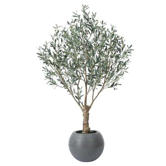 DR.PLANZEN - 7 ft. uv Resistant Artificial Olive Tree With Grey Tall ...