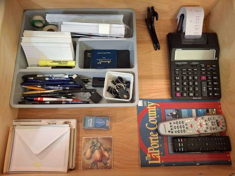 Office Drawer Organizer with Stationery, Casio Calculator, 1995 La ...
